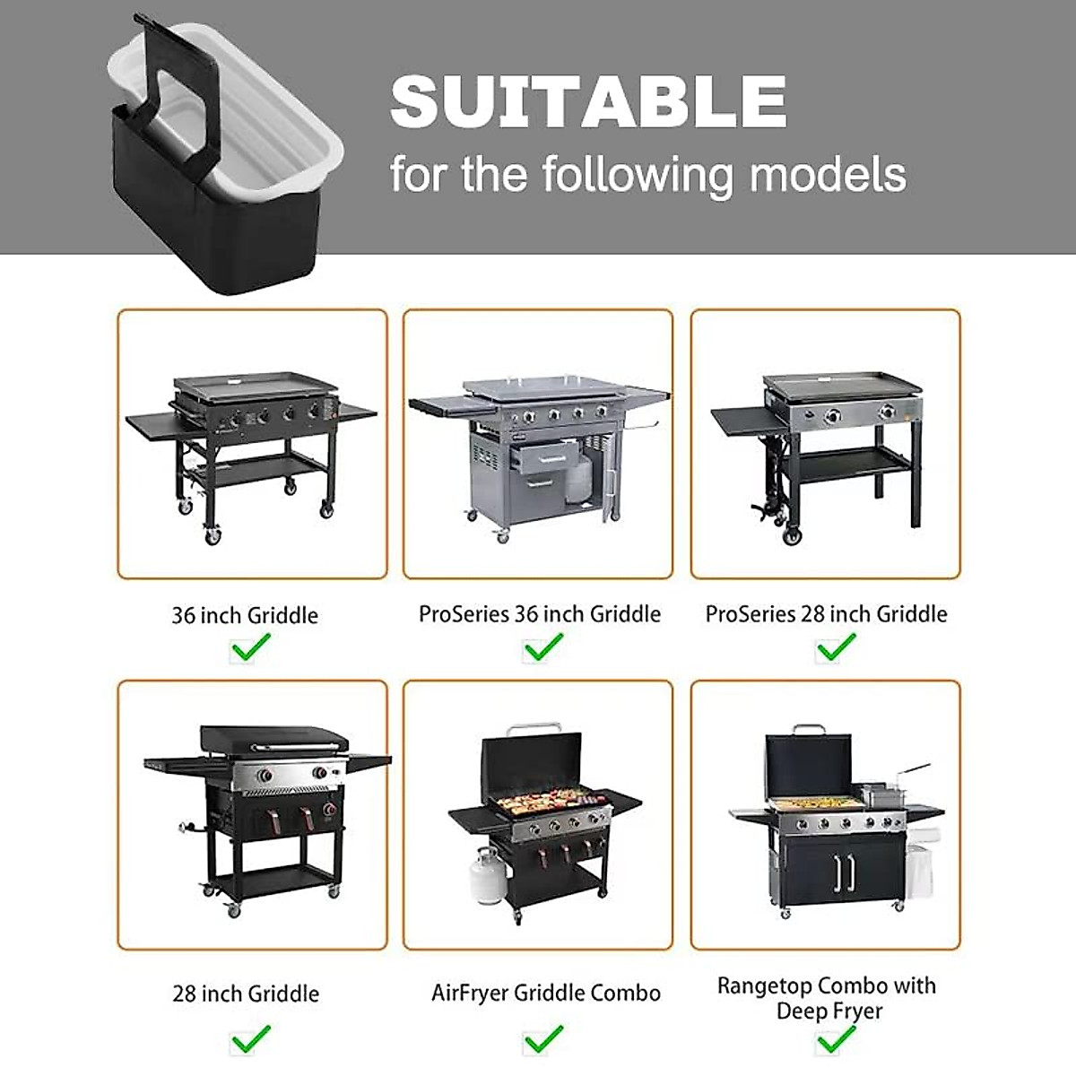 Damorr Replacement for Blackstone Grease Cup Liners & Blackstone Drip Pan Liners, for Blackstone Grease Catcher & Black Stone Grease Trays |Blackstone Griddle Accessories - Gray