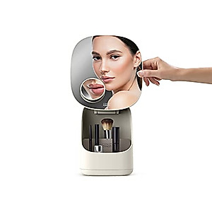 Joseph Joseph Viva Makeup Cosmetic Storage Organizer, Large with Mirror, Shell