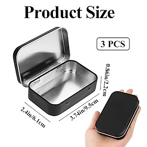 Bewudy 3 PCS Metal Rectangular Hinged Tin Boxes with Lid, Mini Metal Tin Box, Containers Portable Box, Small Storage Kit Home Organizer for Storage Candies Jewelry Crafts