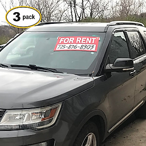 Greenyef Graphics For Rent 13 oz Heavy Duty Vinyl Banner - 3 Pack - DIY Sign for Business, House Indoor/Outdoor Single-Sided with Metal Grommets | 12x21” Red & White