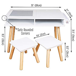 Elk and Friends Kids/Toddler Multi Activity Table with 2 Chairs | Building Blocks Desk/Table with Storage | Craft Play Table Plus Paper Roll | Sensory Table