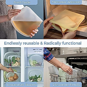 Durbl Reusable Silicone Bags for Food Storage, Bundle 3-Pack(Clear) Folding Large Silicone Container Bags, Lunch,Sandwich,Make-Up, Travel, Home Organization, Microwave, Dishwasher,Freezer Safe