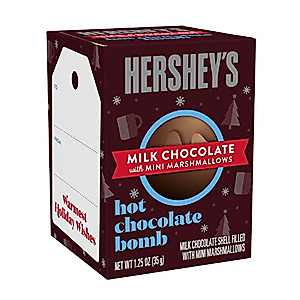 HERSHEY'S Milk Chocolate with Mini Marshmallows Hot Chocolate Bomb, Candy, Bulk, 1.25 oz Gift Boxes - Pack of 12