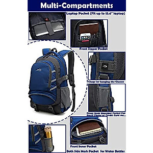 ProEtrade Backpack Daypack for College Laptop Travel, Computer Bookbag Bag with USB Charging Port Anti Theft Laptop Compartment Fits 15.6 Inch Notebook, Gifts for Men & Women (Blue)