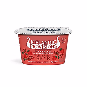 Icelandic Provisions, Strawberry and Lingonberry Thick and Creamy SKYR, 5.3 Ounce