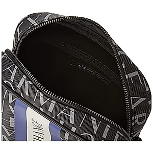 A|X ARMANI EXCHANGE All-Over Logo Eco-Leather Crossbody Bag, Black