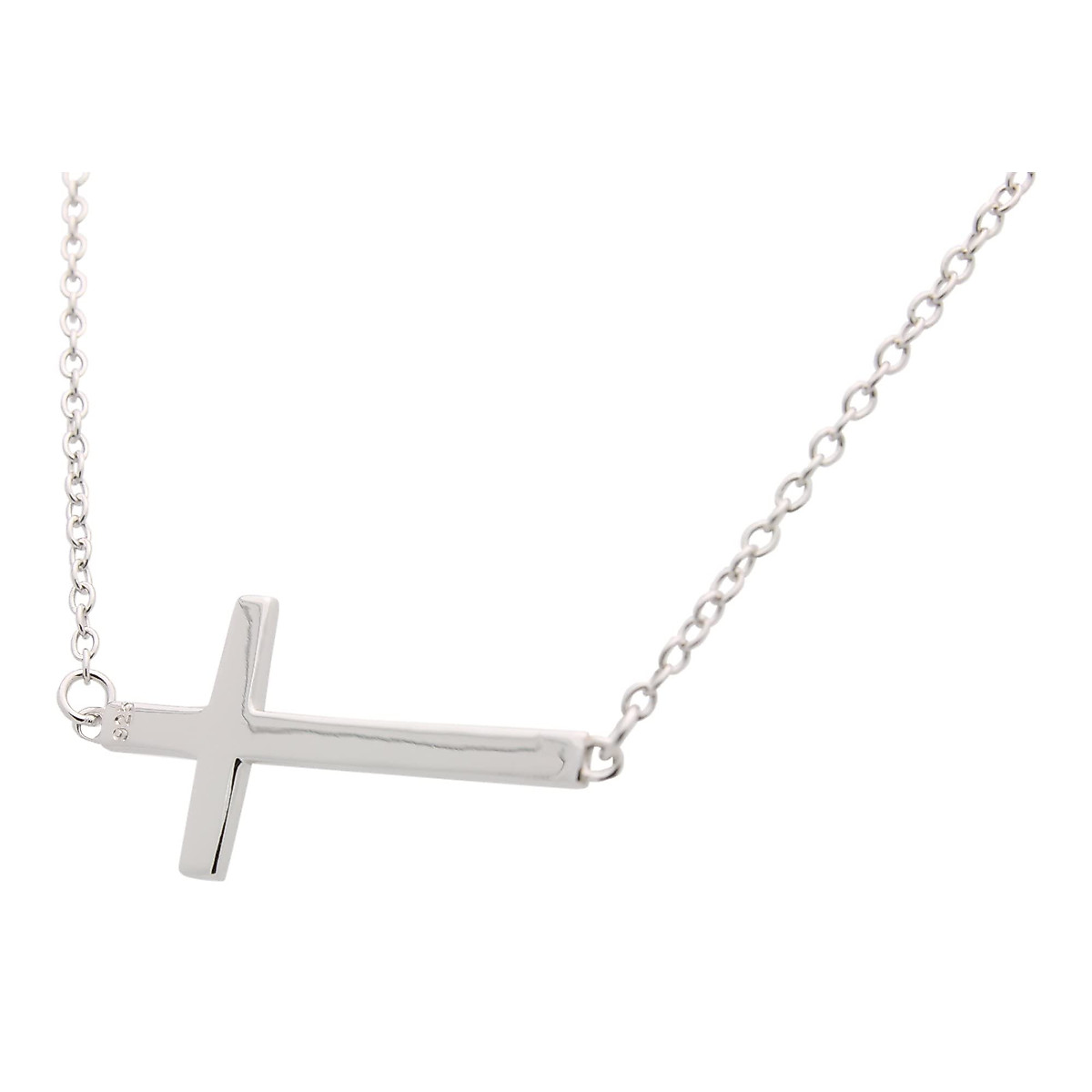 All Patron Saints Sideways Cross Necklace For Women - Solid Sterling Silver - Adjustable Length - Gift Set