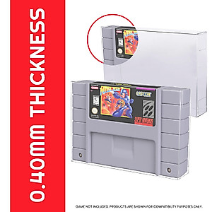 SNES Games Cartridge Protector Compatible for Super Nintendo SNES Games Cartridge - 0.40 MM Thick, Anti-Dust, Acid-Free SNES Super Games Cart, Clear PET Case Protector by EVORETRO (Pack of 25)