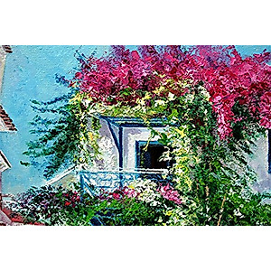 SOLD Santorini Bougainvillea, Summer Day On The Greek Isle By Internationally Renowned Painter Yary Dluhos