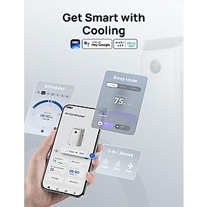 Dreo Portable Air Conditioners, 14,000 BTU Air Conditioner for Bedroom with Drainage-free Cooling, 46dB Quiet, APP/Voice/Remote, 24h Timer with Fan & Dehumidifier, Smart AC Unit for Room Indoors