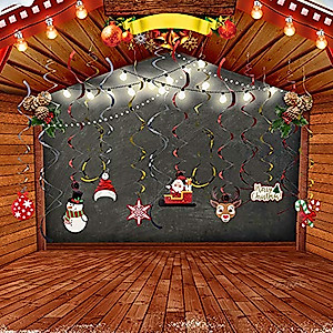 MGahyi Christmas Hanging Swirl Decorations, 47pcs Foil Ceiling Hanging Swirl Yard Party Supplies, Snowman Snowflake Winter New Year Hanging Pendant Spiral Ornament, Perfect for Outdoor Indoor Decor