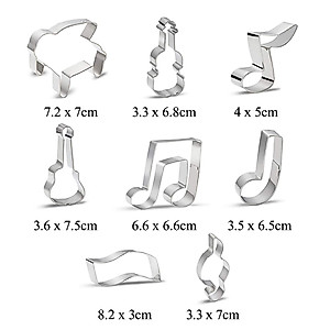 Music Notes Cookie Cutters Set - 8pcs Music Note Fondant Mold Musical Instruments Mold Guitar Cake Toppers Rock Cupcake Topper for Kids Birthday Musician Party Baby Shower Party