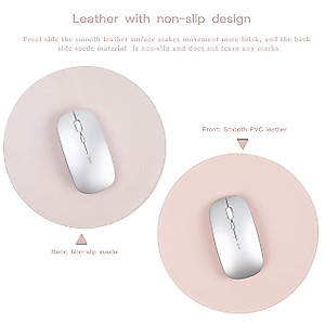 YSAGi 2 Pack Ultra Thin Waterproof PU Leather Mouse Pad,Stitched Edges,Works for Computers, Laptop,All Types of Mouse pad, Office/Home(8.66'', 2 Pack, Pink)