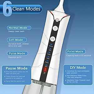 TUREWELL Water Flosser for Teeth with DIY Modes, Rechargeable and Portable Dental Oral Irrigator,300ML Water Tank with IPX7 Waterproof for Home Travel