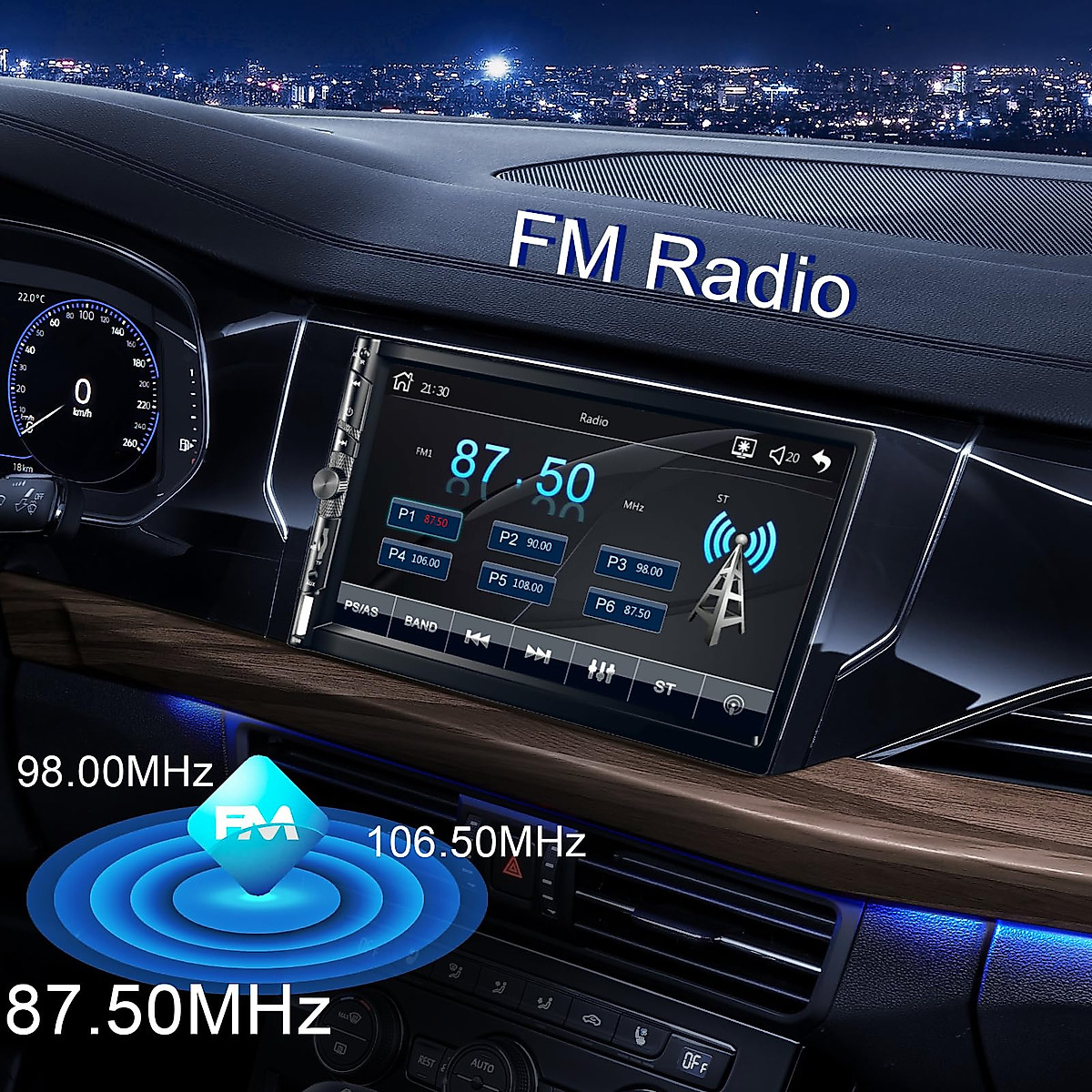 7'' Double Din Car Stereo,Apple Carplay,HD 1024*600 Touch Screen,FM Car Radio,Car Bluetooth 5.1 Hand-free Calling,GPS Navigation,Backup Camera,USB/TF/RCA,Physical Buttons,Android Auto,Apple Car Play