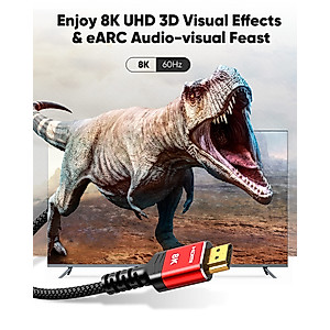 Highwings 8K 10K HDMI 2.1 Cable 6.6FT/2M 2-Pack, Certified Ultra High Speed HDMI Cable Braided Cord-4K@120Hz 8K@60Hz, DTS:X, HDCP 2.2 & 2.3, HDR 10 Compatible with Roku TV/PS5/HDTV/Blu-ray