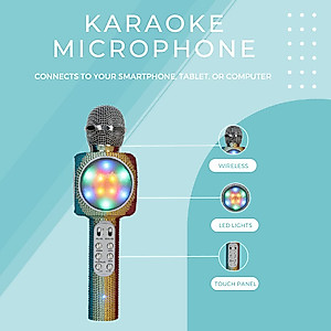 Wireless Express - Sing-Along Bling Bluetooth Karaoke Microphone and Bluetooth Stereo Speaker All-in-One (Rainbow Bling)