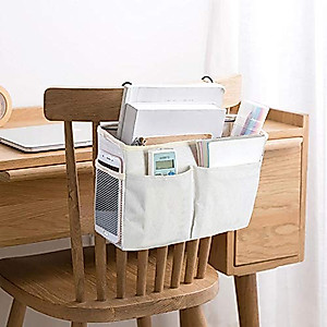 SMALIGOLA Bedside Caddy Bedside Hanging Storage Basket Multi-Function Organizer Caddy for Bunk and Hospital Beds Dorm Rooms Bed Rails, Can be Placed Glasses Books Mobile Phones Keys(White)