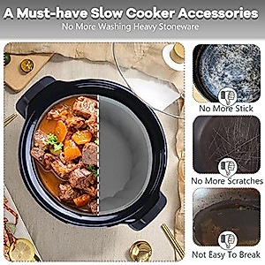 Silicone Slow Cooker Liner - Reusable, Leakproof & BPA-Free, Fits 6-7 Quart Oval Crock-Pot, Compatible with Hamilton Beach, Dishwasher Safe Cooking Liner (Grey)