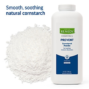 Medline Remedy Essentials Cornstarch Powder (14 oz Bottle), Fresh Scent, Talc Free, Shaker Top, Skin Care, Absorbs Sweat, Soothes, Reduces Friction & Chafing, For Adults, Feet, Groin