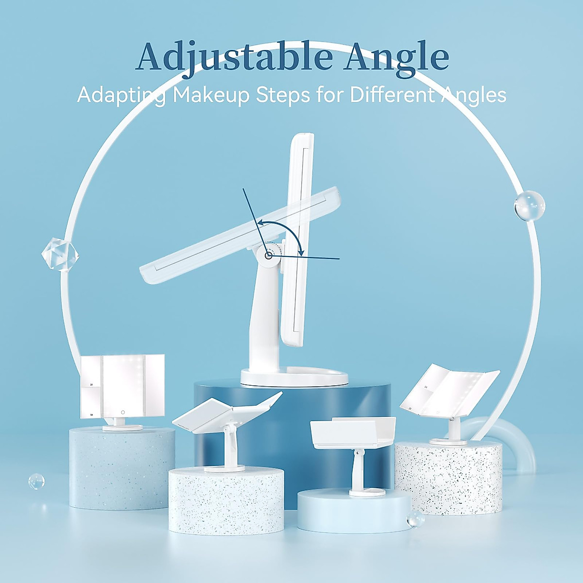 HAMSWAN Makeup Mirror Vanity Mirror with Lights, Lighted Makeup Mirror with 1X 2X 3X 10X Magnifying, Touch Control Design, Dual Power Supply, Portable LED Makeup Mirror, Women Gift (White+10X)