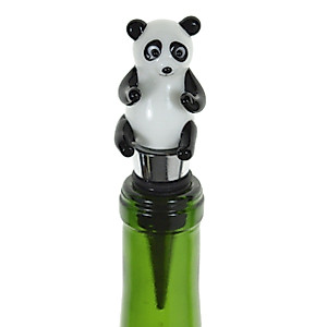 Glass Panda Bear Wine Stopper - Champagne/Wine Bottle Stopper, Decorative, Unique, Eye-Catching Glass Wine Stoppers – Panda Décor, Wine Accessories Gift for Hostess - Wine Corker / Sealer