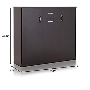 ioHOMES Darrion Modern 10-Shelf Shoe Cabinet with Center Drawer, Espresso