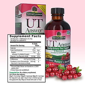 Nature's Answer UT Answer | Urinary Tract System Support | Cranberry Flavor Dietary Supplement | Alcohol-Free, Gluten-Free, Not Tested on Animals & Vegan 4oz