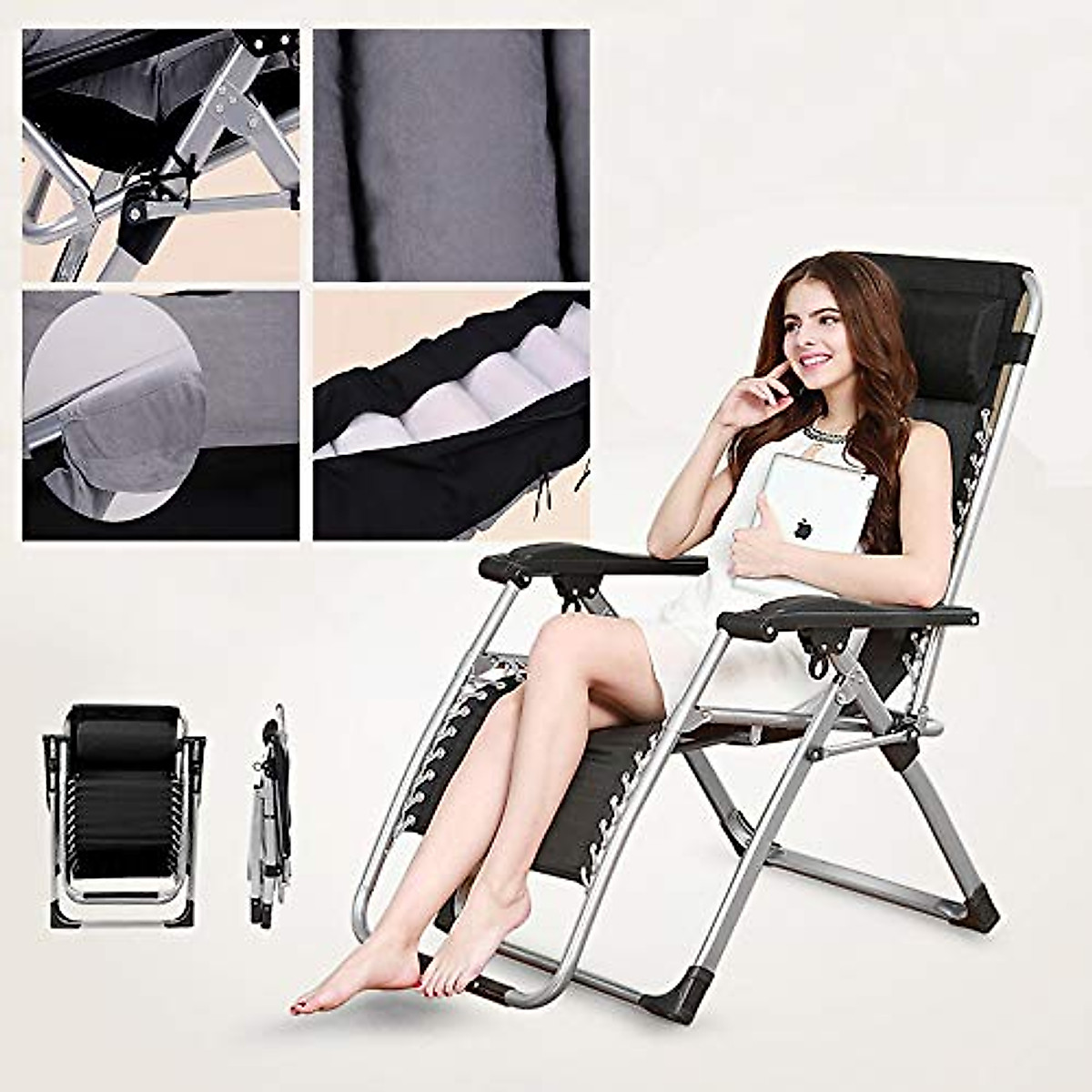 Oversized Zero Gravity Lounge Chairs Recliners,Adjustable,Folding,Purple Padded Reclining Chair Chaise,Supports 550lbs,Suitable for Beach,Patio,Pool,Deck,Garden,Camping