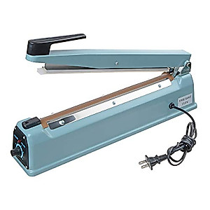12" (300mm) Impulse Sealer Upgrade Thicken Iron case- Manual Poly Bag Heat Sealing Machine Closer Kit w/Adjustable Timer, Portable with Free Replacement Element Grip and Teflon Tape (12 Inch)