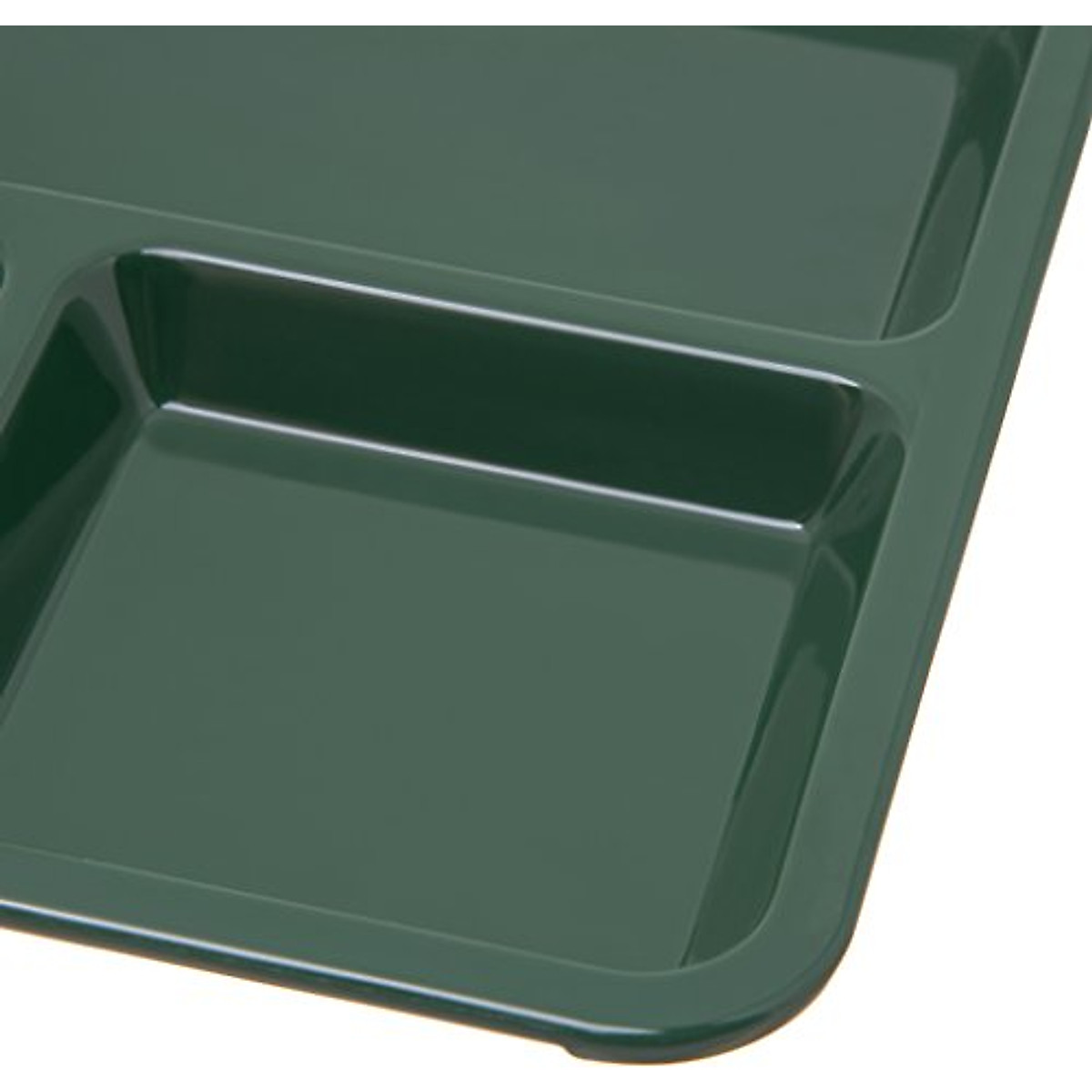 Carlisle FoodService Products Right Hand 4-Compartment Cafeteria / Fast Food Tray, 8.5" x 11", Forest Green (Pack of 12)