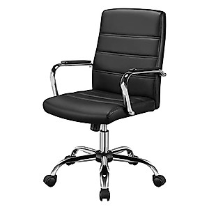 HOUKAI Adjustable Mid-Back Faux Leather Swivel Executive Office Chair, Computer Chair Home Office Chair Lift Swivel Chair (Color : D, Size : As Shown)