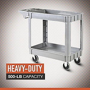 Ironton 500-Lb. Capacity 2 Tray Utility Cart, Maintenance-Free Structural Foam Construction Cargo Pushcart, Scratch Resistant, Easy to Clean Service Cart, 40in.W x 17in.D x 32 9/10in.H