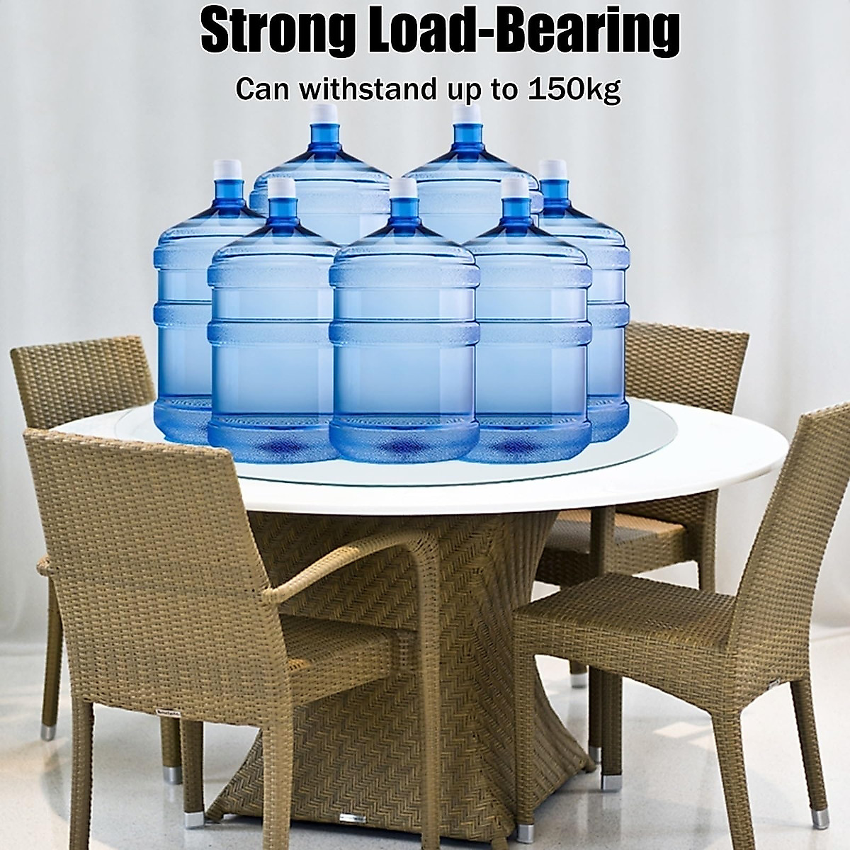 Lazy Susan Tempered Glass Heavy Duty Turntable Round Dining Table Swivel Large Tabletop Serving Plate Transparent Rotating Tray with Silent Bearing Centerpieces ( Battery *1 : Ø 60cm/24in )