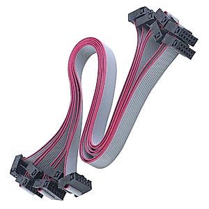 Antrader 6 Pieces 2.54 mm Pitch 10 Pin F/F IDC Flat Ribbon Cable Connector Dual Row Data Cable 30cm