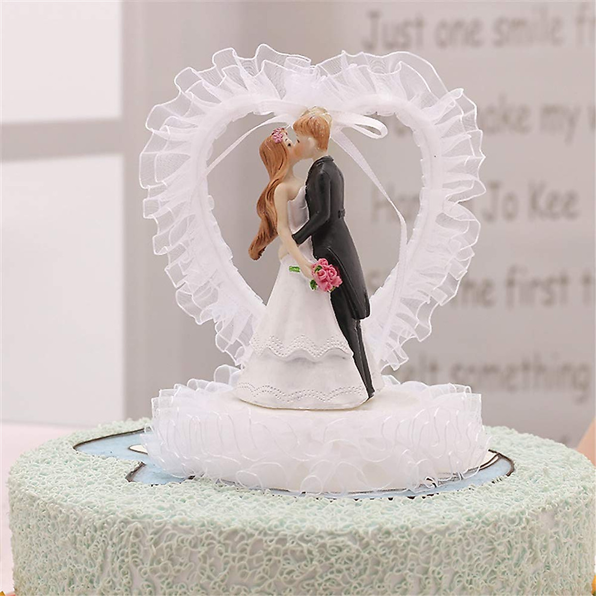 FULCLOUD 5.5inch Wedding Cake Toppers ,Romantic Bride Groom Love Cake Topper Figurines Resin Doll Ornaments ,Fun Cake Topper for Engagement Wedding Anniversary Decorations Gifts