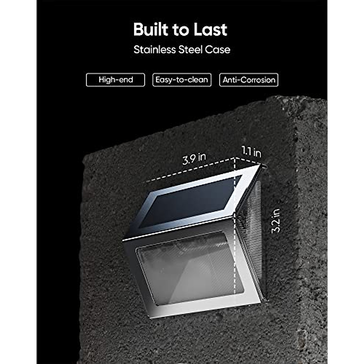 JACKYLED 7 LED Outdoor Solar Lights 8 Pack, 3-Side Lighting Solar Fence Lights, Waterproof Outside Solar Powered Deck Lights for Garden Backyard Patio Pathway Step Stair Deck Fence, Cool White