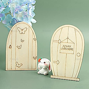 AUEAR, 24 Pack Fairy Door Miniature Wooden Garden Doors Windows Unfinished Fairy Window Accessories Mini Fairy House DIY Craft for Wall Home Party Decoration (6 Styles)