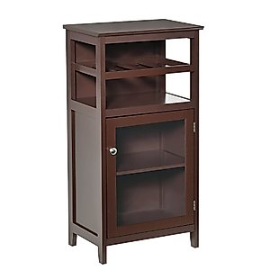 HOMCOM Wine Cabinet with 4 Bottle Wine Rack, Open Shelf, Acrylic Door Cabinet with Adjustable Shelf, Espresso