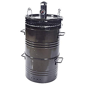 CMI Vertical Charcoal Smoker Grill 14 Inch, Heavy Duty Round BBQ Grill Multi-Function Barrel Grill for Outdoor Cooking, Black