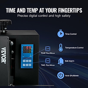 VEVOR Heat Press Machine, 16 x 24 in / 40 x 61 cm, Clamshell Sublimation Transfer Printer Teflon Coated, Digital Precise Heat Control, Silica-Gel Sponge Powerpress for T-Shirt Bag Pad Pillow