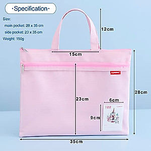 Pocket Small Size Desk Calculator and Large Double Pocket Waterproof File Bag with Handle Bundle
