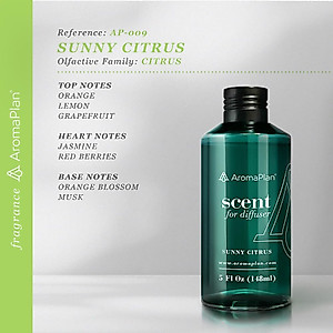 Aromaplan Hotel Scents Sunny Citrus 5 Fl Oz (148ml), Home Luxury Aroma & Hotel Diffuser Oil- Hotel Diffuser Oil for Aromatherapy- USA Made, Bigger Bottle, Bolder Aroma & Longer Lasting