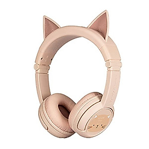 ONANOFF BuddyPhones PlayEars+, On-Ear Bluetooth Kids Headphones with Cat Ears, Volume-Limiting with Microphone, Works Wired or Wireless, 24-Hours Battery Life, for iPhone, iPad, Tablet and More