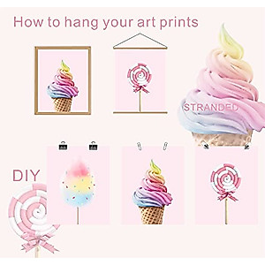 Barri Design Candy Poster Rainbow Ice Cream Cotton Candy Wall Art Decor Girls Bedroom Wall Decor Modern Art Pink Poster Kids Room Decor(UNFRAMED)