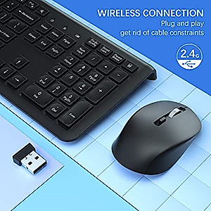 Silent Keyboard and Mouse Wireless Combo, TopMate 2.4G Super Quiet Slim Keyboard Mice Set with Calculator Button, Mute Mouse and Noiseless Keyboard with AA(A) Batteries, for PC/Laptop/Windows