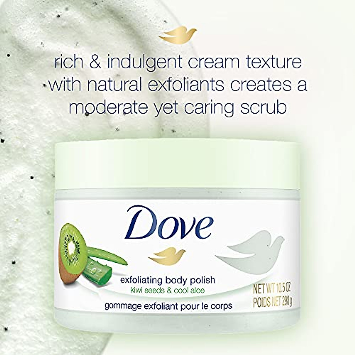 Dove Exfoliating Body Polish Body Scrub Kiwi & Aloe 10.5 oz