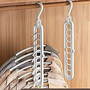 Space Saving Hangers | Multifunctional Shirt Hangers Space Saving | Closet Accessories Coat Closet Organizers and Storage with 9 Holes for Heavy Clothes Moluo