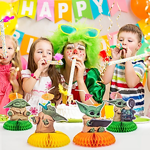 9PCS Baby Yoda Honeycomb Centerpieces, Baby Yoda Table Topper for Birthday Party Decoration, Star War Baby Table Topper Centerpieces, Baby Shower Cake Topper Table Decorations