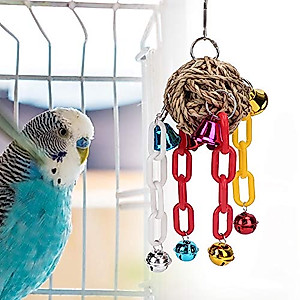 GFRGFH Plastic Pet Bird Chewing Biting Hanging Tooth Grinding Natural Straw Plaiting Cage Toys Parrots Supplies Easy to Use